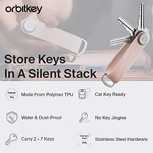 Orbitkey Active Rubber Key Organizer Jet Black Bottle Opener Compatible Key Organizer & Key Ring