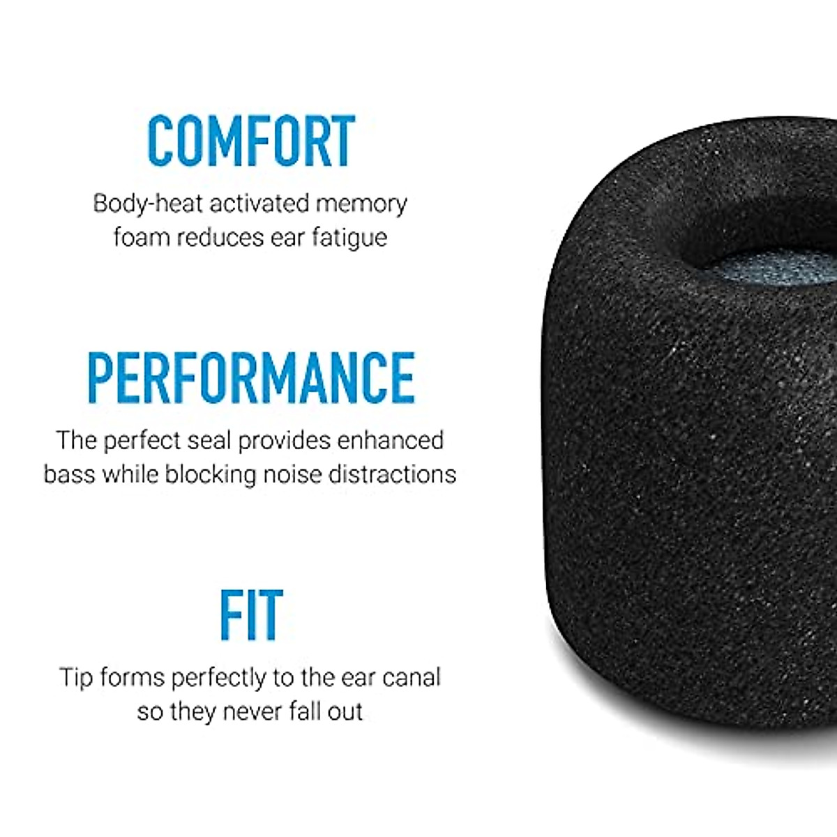 Comply Sport Pro Premium Memory Foam Earbud Tips for B&O Play Beoplay Earphones with Noise Reduction, Sweatguard, and Secure Fit, Black (Large, 3 Pairs)