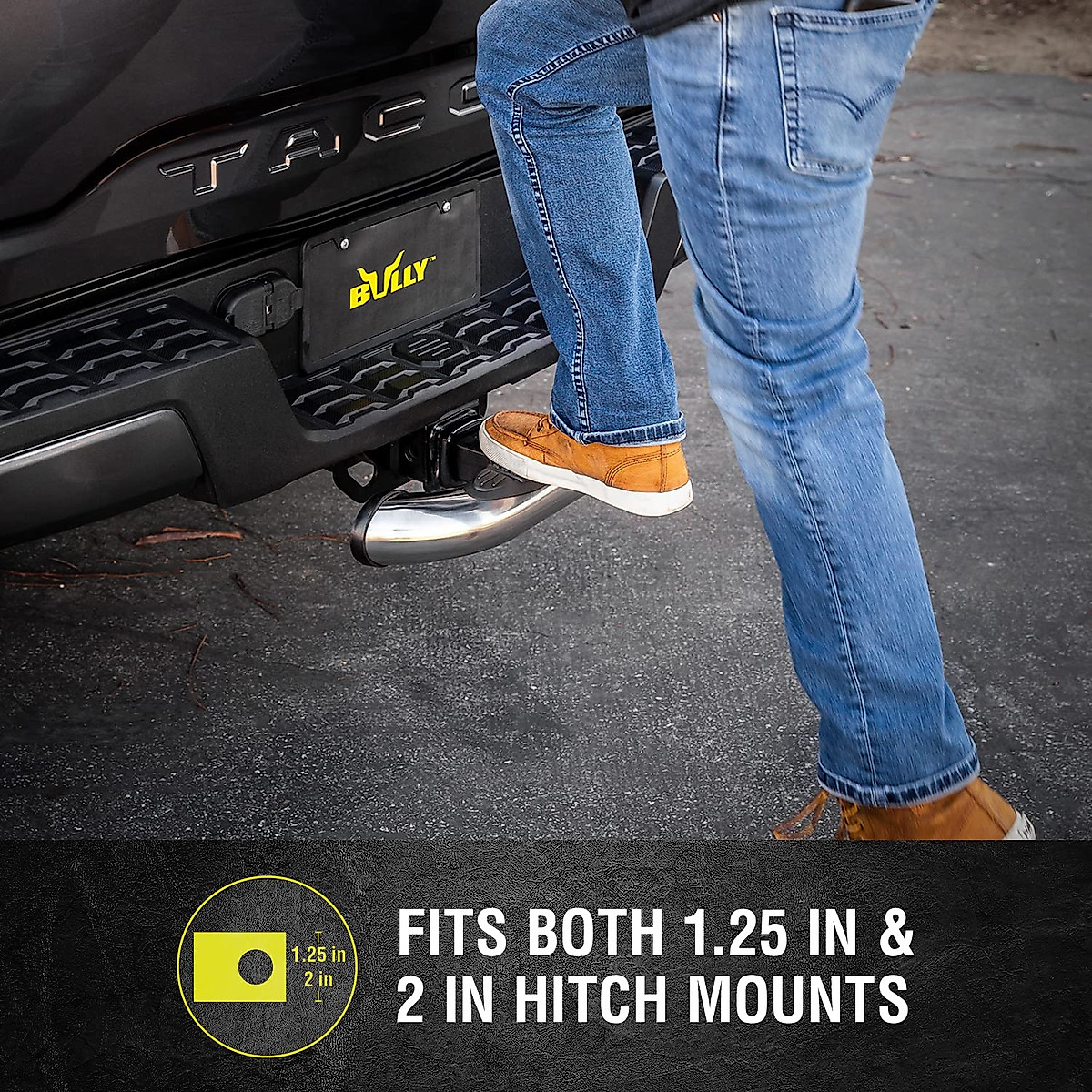 Bully CR-605L Chrome Stainless Steel Universal Fit Truck Hitch Step Fits 1.25" and 2" Hitch Receivers for Trucks from Chevy (Chevrolet), Ford, Toyota, GMC, Dodge RAM, Jeep