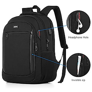 Laptop Backpack Travel, School Backpack with Usb Charging Port for Men Womens Boys Girls Water Resistant College School Bookbag Business Computer Backpack Fits 15.6 Inch Notebook Over 3 Years Old