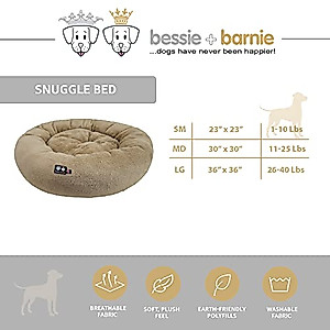 Bessie and Barnie Snuggle Dog Bed - Extra Plush Fabric Dog Bean Bag Bed - Reversible Circle Dog Bed - Machine Washable Donut Dog Bed - Calming Dog Bed - Multiple Sizes & Colors Available