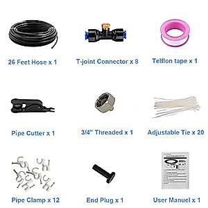 Misters for Outside Patio, 26FT (8M) Misting Cooling System with 8 Brass Mist Nozzles for Patio Garden Greenhouse Trampoline and Waterpark