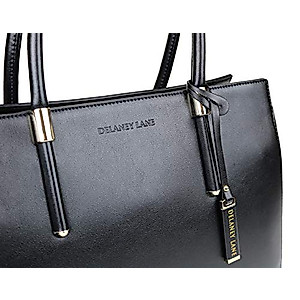 DELANEY LANE - The Bella Handbag - Quality Designer Purse for Women - Detachable Shoulder Strap (Black)
