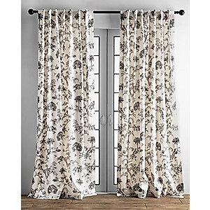 Maison d' Hermine Tailored Curtain 100% Cotton Easter One Panel 50"x108" Curtains, Easy Hanging with a Rod Pocket & Loop for Living Rooms Bedrooms Offices, Bonobo - Grey - Spring/Summer
