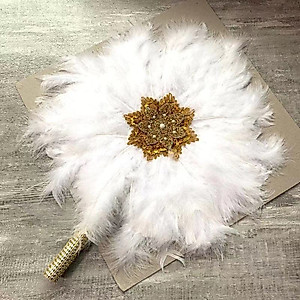 African Custom Wedding Feather Fan Handmade DIY Bride Hand Held Photo Props Luxury Wedding Lace Feather Fan Wedding Party Favors