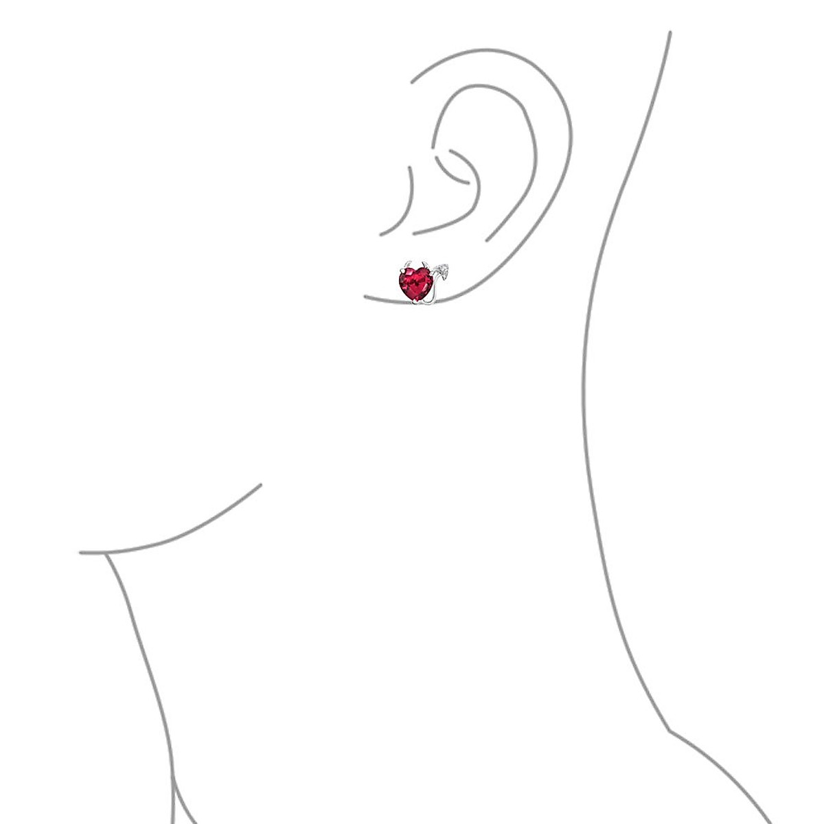 Romantic Cubic Zirconia Red AAA CZ Devil Heart Necklace Stud Earring Pendant Jewelry Set For Women Teen .925 Sterling Silver