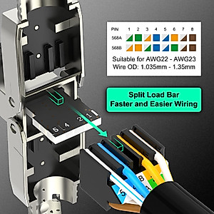 VCELINK RJ45 Connectors Tool Free Cat 8, Shielded RJ45 Modular Plugs 40 Gbps 2000MHz PoE++, Reusable Easy CAT 8 Termination for 23 AWG-22 AWG LAN Cable, 2-Pack