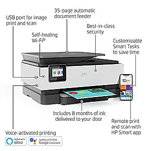 HP OfficeJet Pro 8035e Wireless Color All-in-One Printer (Basalt) with up to 12 Months Instant Ink (Renewed Premium)