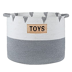 Midlee White & Grey Triangle Toys Basket