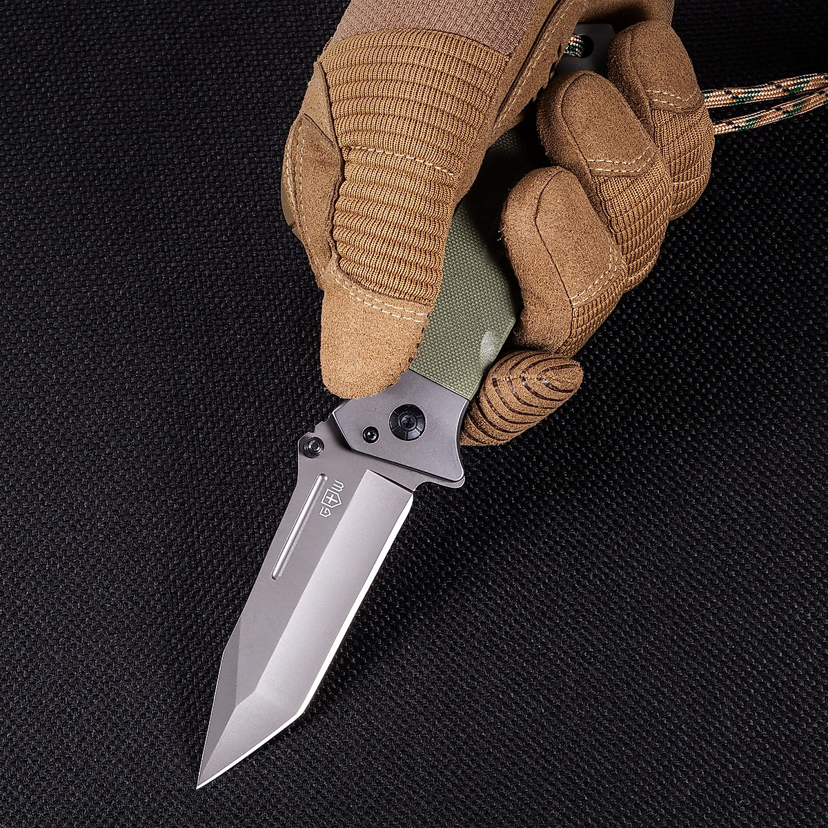 Bundle of 2 Items - Knife for Men with Sheath - Black Tactical Knives - Cool Hunting Knofe Fixed Blade Knife with Serrated Blade - Folding Tactical Knives Japanese Tanto Blade Knives - Work Knife