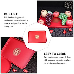 Red Tea Serving Tray Chinese Wedding Dessert Plate Tray Food Serving Tray Decorative Tray Organiser Ottoman Coffee Table Countertop for Bridal Shower Wedding