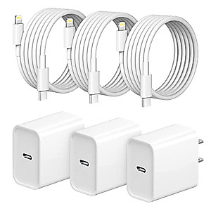 【Apple MFi Certified】 iPhone Fast Charger, 3+3Pack 20W USB C Wall Charger with 6FT Fast Charging Cable Compatible with iPhone 14/14 Pro/14 Pro Max/14 Plus/13/12/11/Pro/Pro Max/Mini/Xs Max/XR/X, iPad