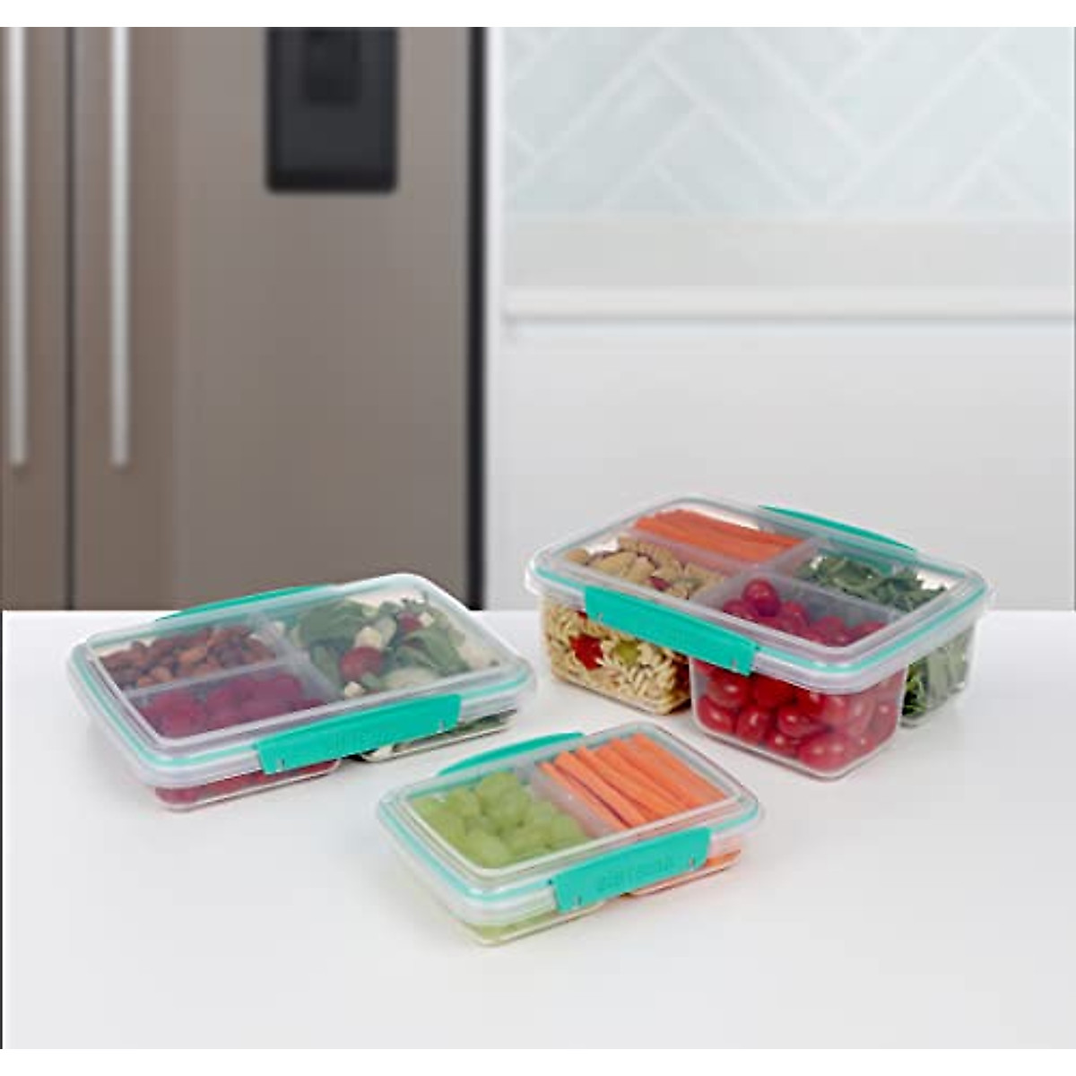 Sistema To Go Multi Split Food Storage Container, Clear with Coloured Clips, 820 ml