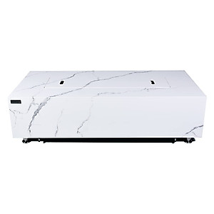 Elementi Plus Carrara Outdoor Table 59.8 Inches Fire Pit Patio Heater Marble Porcelain Firepits Outside Electronic Ignition Backyard Fireplace Cover Fire Glass Included Natural Gas