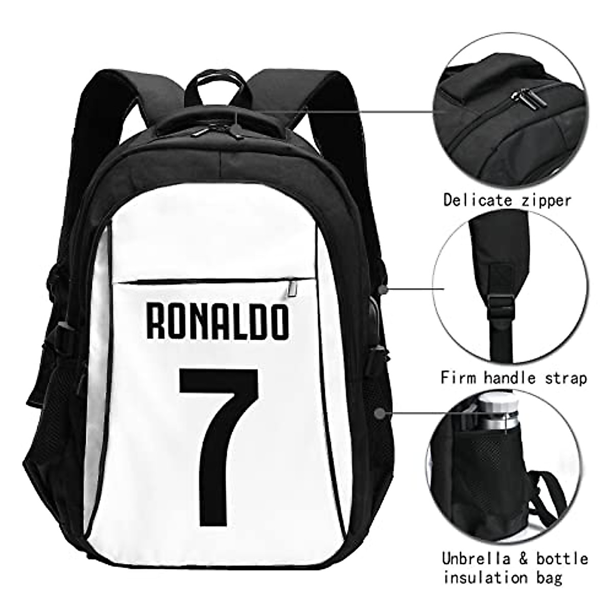 Ronaldo #7 Cr7 Adult Youth Backpacks Student Bag Laptop Bag Bookbag Usb Backpack For Daily