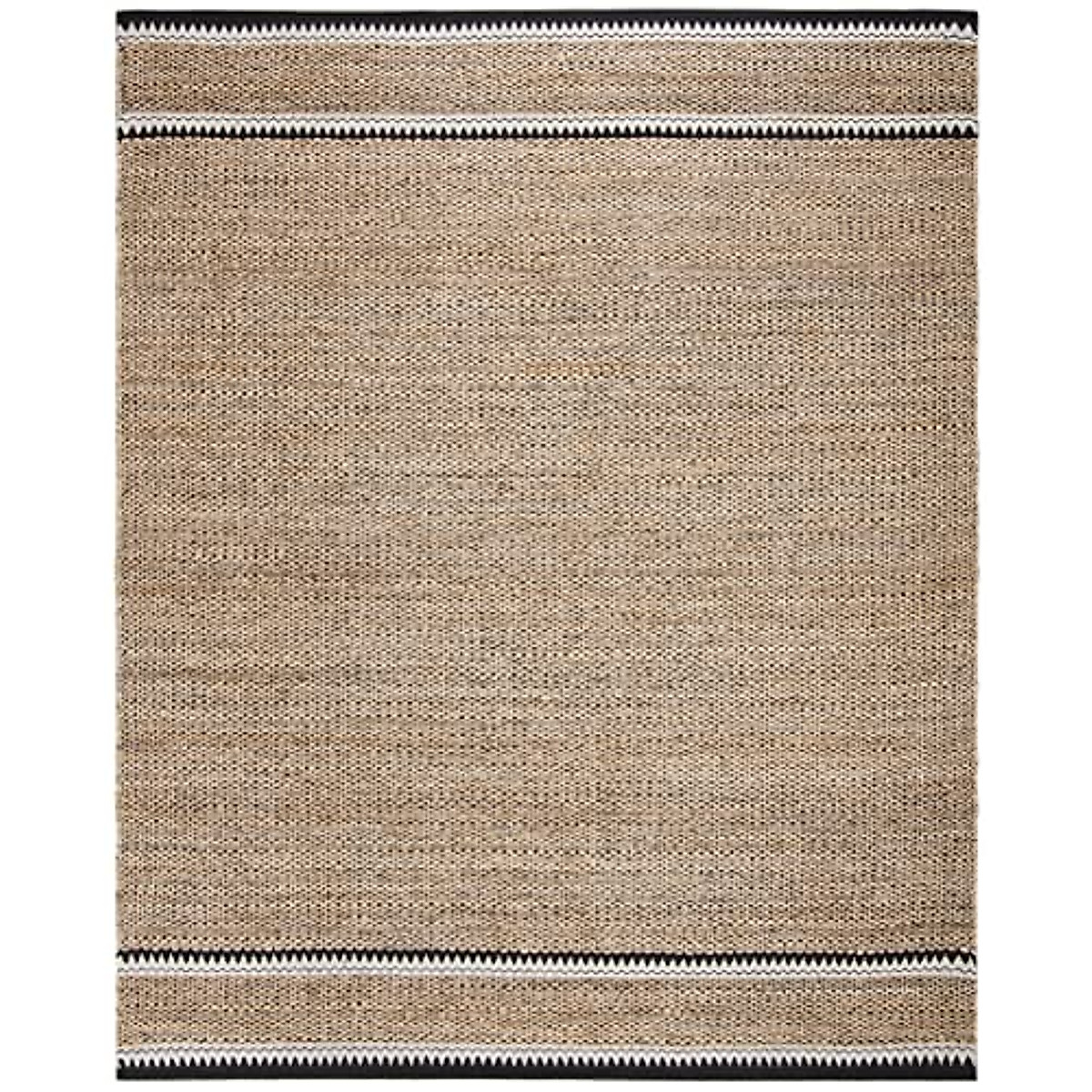SAFAVIEH Natural Fiber Collection 9' x 12' Natural/Black NF874B Handmade Farmhouse Boho Coastal Rustic Premium Jute Living Room Dining Bedroom Area Rug