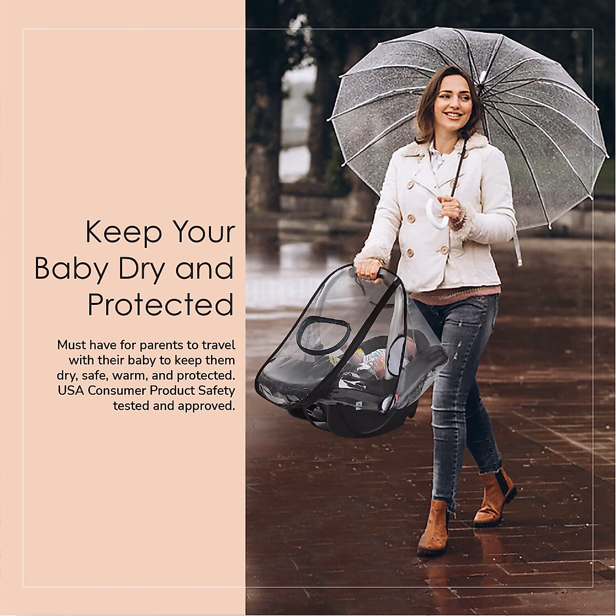 YAZZI & Co. Car Seat Rain Covers, EVA Food Grade Material, Well Ventilated, Universal Car Seat Cover for Babies, Waterproof, Windproof, Quick Access Double Zipper Opening