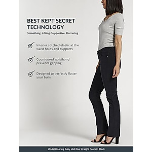 JAG Jeans Women's Plus Size Ruby Mid Rise Straight Leg Pants, Black, 14 Plus