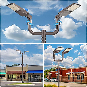 HYPERLITE 4Pack Parking Lot Light 300W and 1Pack Double Bullhorn Bracket