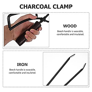 Happyyami 1pc Fireplace Carbon Clip Barbeque Tool Metal Tweezers Barbecue Tongs Household Tools Fire Tong Heavy Duty Bbq Garbage Tong Outdoor Grills Iron Charcoal Clamp Wood Food