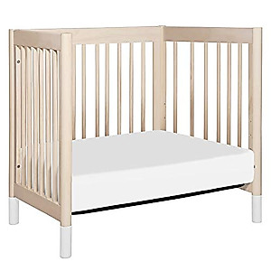 Babyletto Gelato 4-in-1 Convertible Mini Crib in Washed Natural and White, Greenguard Gold Certified