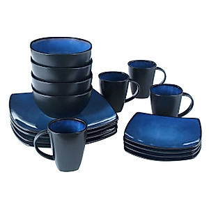 Gibson Soho Lounge Dinnerware set, Square, Blue