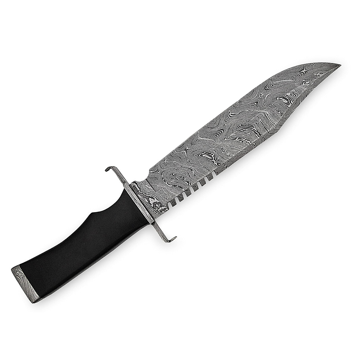 SFG - 14" Fixed Blade Hunting Bowie Knife, Damascus Steel Blade, Non-Slip Black Micarta Handle, Hunting, Camping, Backpacking, Fishing, Unique Gift Item For Him