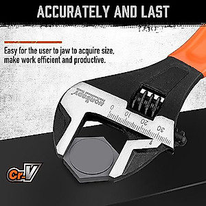 HORUSDY Adjustable Wrench Set | 2-Piece | 6-Inch and 10-Inch Crescent Wrench | Metric & SAE Scales | Cushion Grip Wrench | Cr-V Steel
