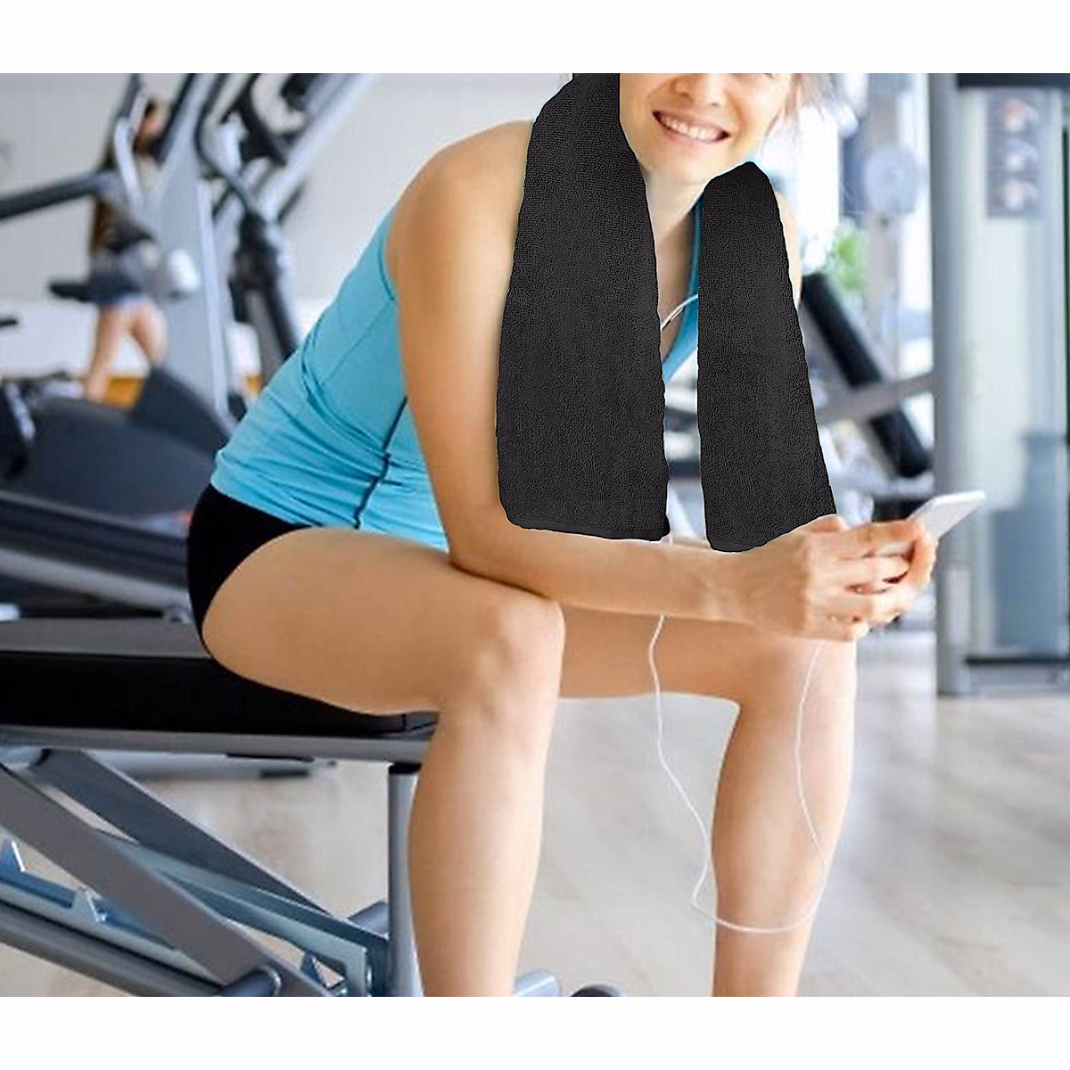 GLAMBURG 100% Cotton 6 Pack Bath Towel Set, Ultra Soft Bath Towels 22x44, Towels for Gym Yoga Pool Spa, Quick Drying & Highly Absorbent - Light Grey