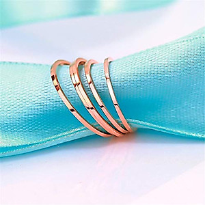 Rinspyre 8 Pieces Stainless Steel 1mm Women's Stacking Ring Set Plain Band Dainty Knuckle Midi Rings Comfort Fit Gold Tone
