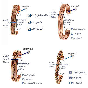 Touchstone Copper magnetic bracelet Tibetan style. Hand forged with solid and high gauge pure copper. Set of 4 different designs