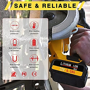 DTK 2Pack 6.0Ah Battery Replacement for Dewalt 20V Battery DCB200 DCB203 DCB204 DCB206 20V Lithium Batteries