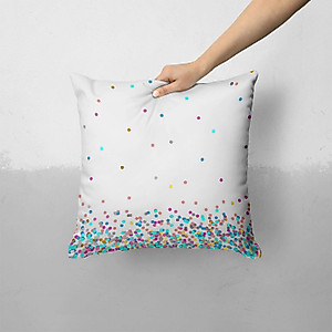 iiRov Multicolor Polka Dot Over White - Custom Decorative Home Decor Indoor or Outdoor Throw Pillow Cover for Sofa, Bed or Couch Cushion (Pillow CASE Cover ONLY)