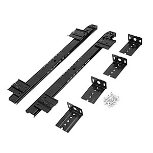 2Pcs 22 Inch Keyboard Slide Drawer Slide Thickened Cold Rolled Steel Computer Drawer Tray Accessories Computer Desk Keyboard Slide Rail Bracket(Black)