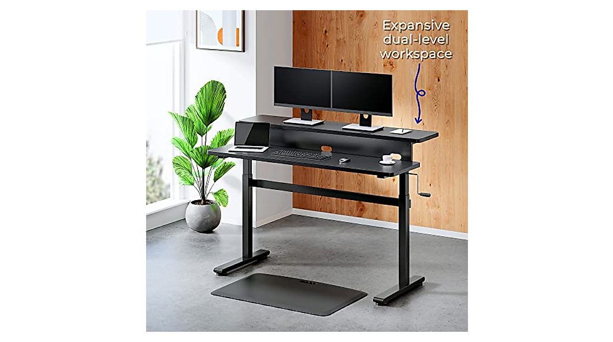 Stand Steady Tranzendesk | 55 Inch Dual Level Standing Desk with Shelf ...