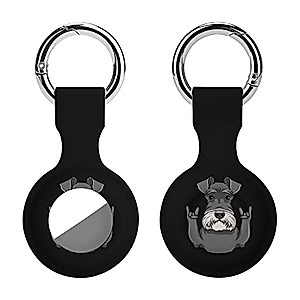 Schnauzer Dog Rock Gesture Air Tag Tracker Case Cover for AirTag Holder Protector Storage Bag