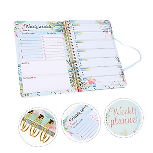 English Manual Academic Students Pocket Planner Wire Schedules Organizer - Paper Productivity Plan Flower Bound Memo Small Type Note Notebook Office Calendar