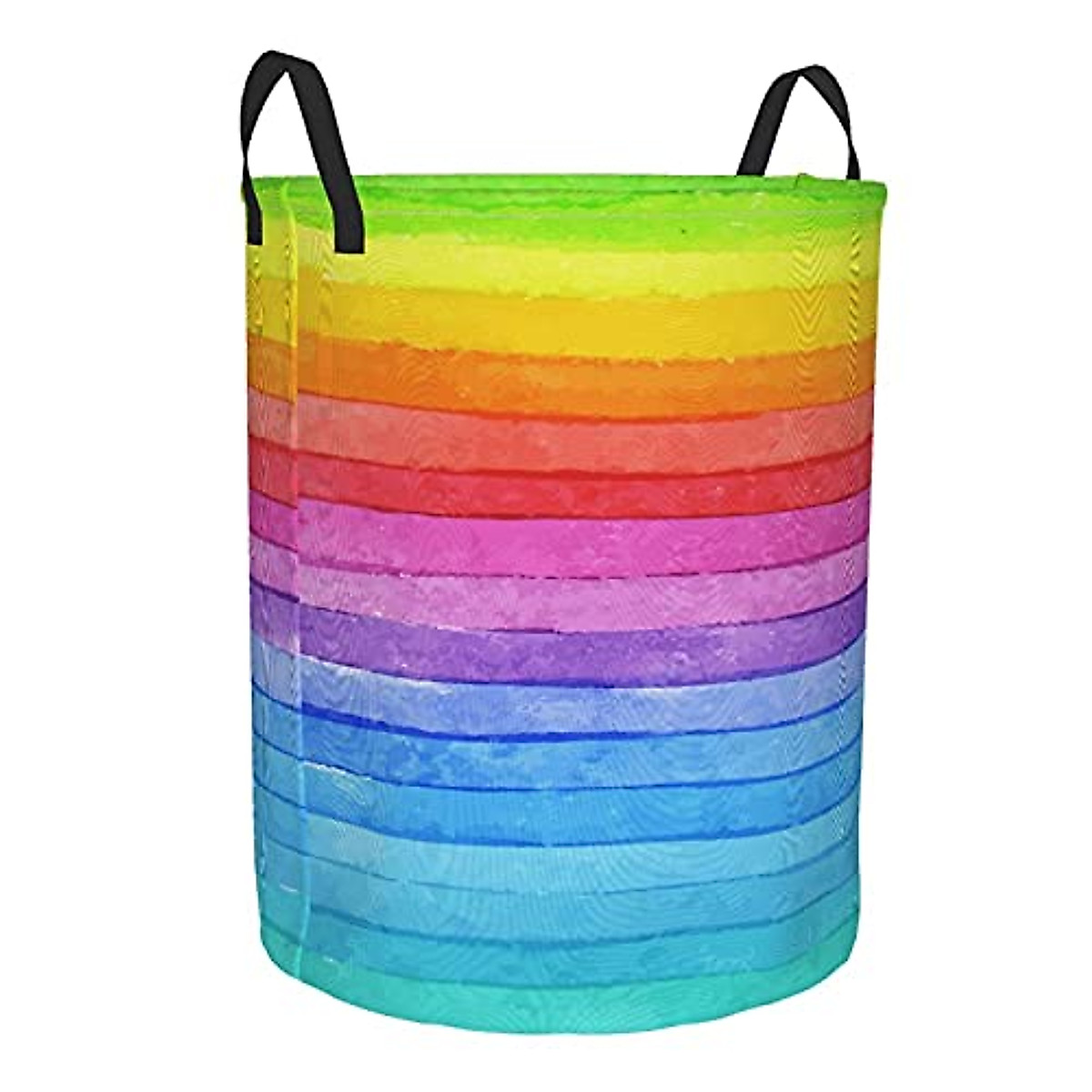 FeHuew Watercolor Rainbow Striped Collapsible Laundry Basket with Handle Waterproof Fabric Hamper Laundry Storage Baskets Organizer Large Bins for Dirty Clothes,toys,Bathroom