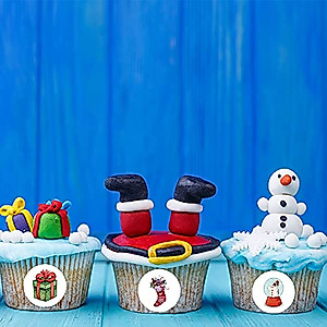 FujLoy Merry Christmas Thread-270 PCS 0.75 inch Christmas Stickers,9 Design Self Adhesive Circle Label Stickers,Christmas Envelope Seals Candy Stickers. (Merry Christmas Thread (080))