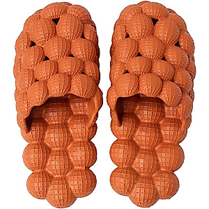 Unisex Lychee Sandals Lychee Slippers Home Shower Beach Slides Stress Relief Massage Slippers for Indoor & Outdoor (XXL, Orange slipper, numeric_10_point_5)