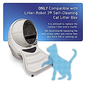PET STANDARD Replacement Carbon Filters & 1 Replacement Seal Strip Set Compatible with Litter-Robot 3® Self-Cleaning Cat Litter Box, Pack of 10