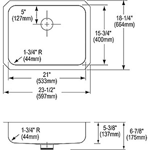 Elkay ELUHAD211555PD Lustertone Classic Single Bowl Undermount Stainless Steel ADA Sink with Perfect Drain
