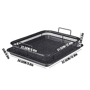 DODY Oven Crisper Tray, -Pieces Nonstick Oven Air Fryer Pan/Tray and Mesh Basket Set - Ideal for French Fry - Frozen Food, Baking Sheet without Oil