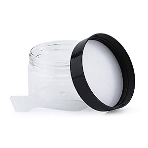 Cornucopia 4oz Clear Plastic Jars with Labels & Spatulas & Lids (12-Pack); Straight Sided PET BPA-Free Containers Great for Cosmetics, Kitchen & Gifts