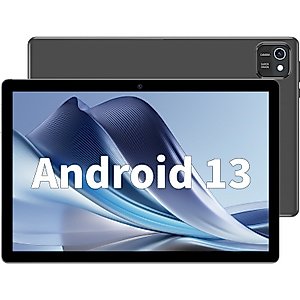 10 inch Tablet Android 13 Tablet, 64GB ROM 512GB Expand, Quad-Core Processor, 1280x800 IPS HD Touch Screen, GPS, WiFi, 2MP+5MP Dual Camera, Bluetooth, 6000mAh (Black)