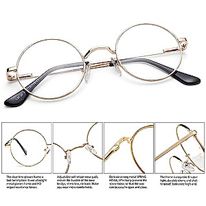 Pro Acme Non Prescription Clear Lens Glasses Retro Small Round Metal Frame (Gunmetal)