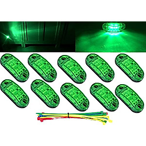Aokzeeo 10 pcs green Oval 2.5 Inch 4 Diode Trailer Side Marker Lights Truck clearance Side marker Led Trailer Lights Waterproof