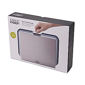 Joseph Joseph Nest Plastic Cutting Set with Storage Stand 3 Different Sized Boards, Large, Grey