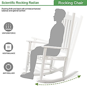 BSTOPHKL Outdoor Rocking Chairs Set of 2 Patio Rocker Chair with High Back and Handrail Porch Rocker for Garden Front Porch Patio Backyard, White
