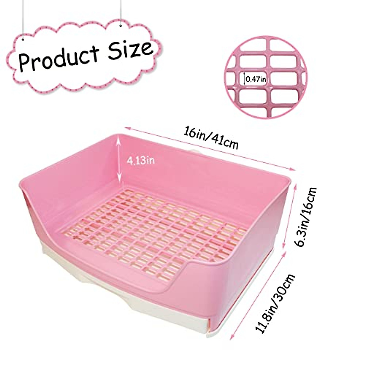 Tfwadmx Large Rabbit Litter Box Bunny Corner Toilet Potty Trainer with Drawer Bigger Pet Pan for Adult Guinea Pigs Chinchilla Hamster Hedgehog and Other Animals (Pink)